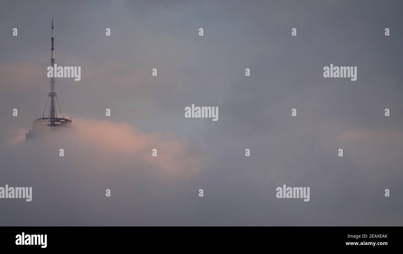 One World Trade Spire in the Clouds Stock Photo - Alamy