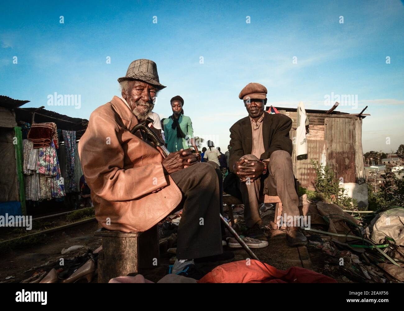 Old Men are seen chilling at their Street chill spot in Kibera Slums ...