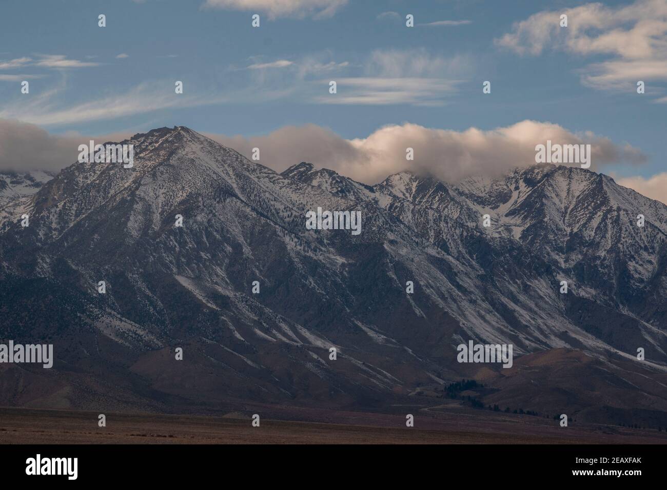 The peaks of the Eastern Sierra in Inyo County, California are massive ...