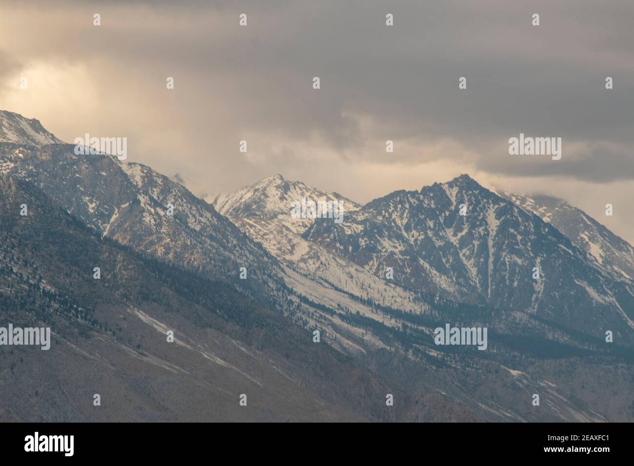 The peaks of the Eastern Sierra in Inyo County, California are massive ...