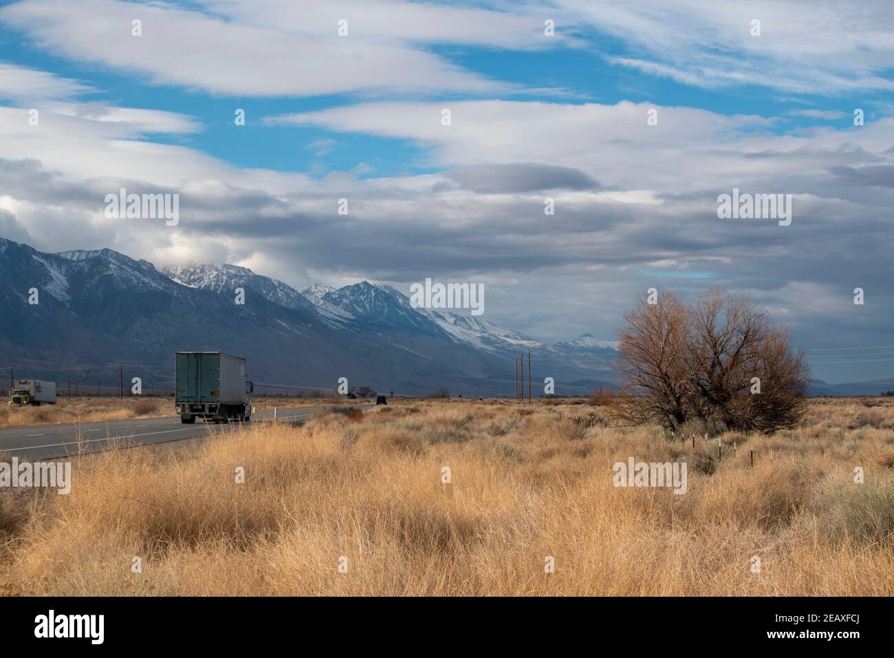 The peaks of the Eastern Sierra in Inyo County, California are massive ...