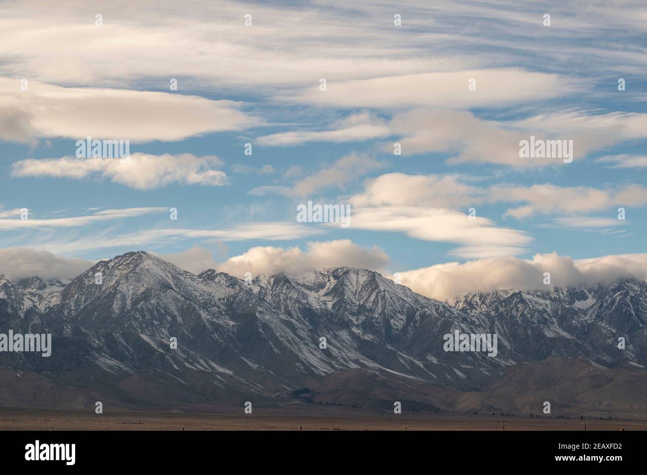 The peaks of the Eastern Sierra in Inyo County, California are massive ...