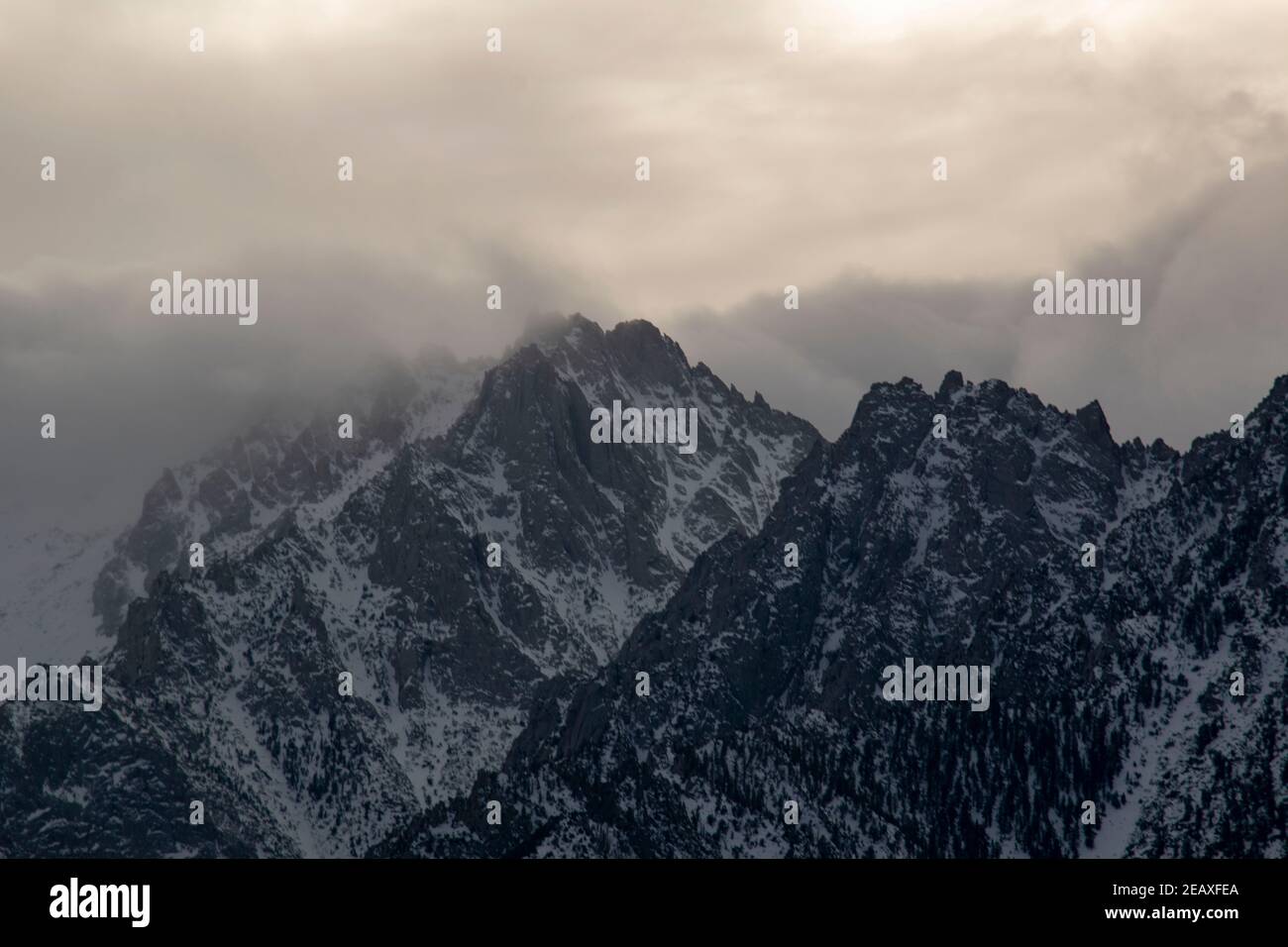 The peaks of the Eastern Sierra in Inyo County, California are massive ...