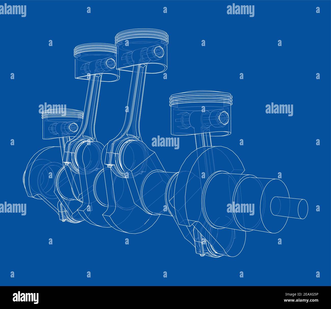 Engine crankshaft with pistons outline. Vector Stock Vector Image & Art ...