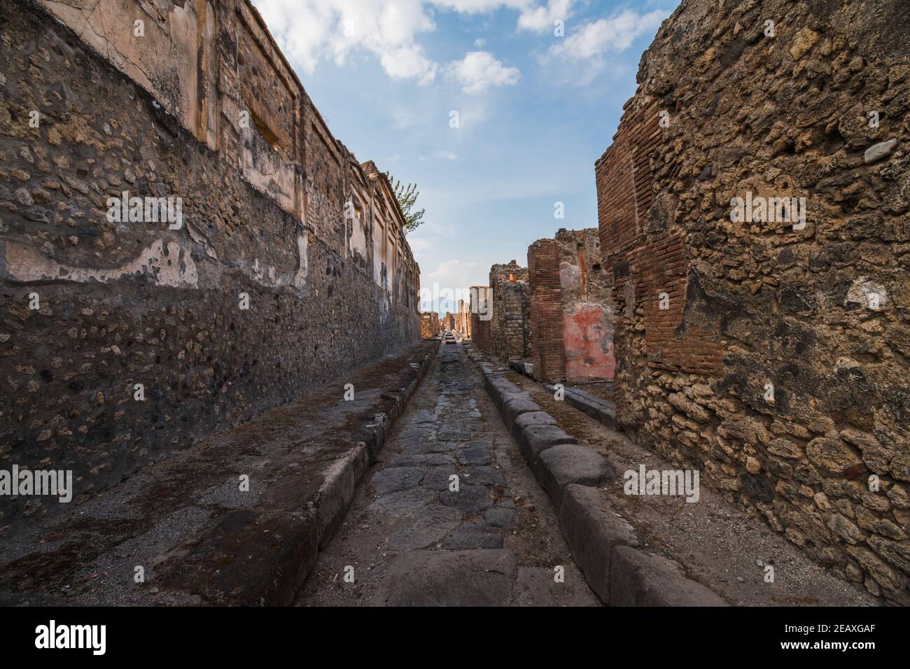 The ancient Roman ruins of Pompeii, near Naples; a historical city in ...