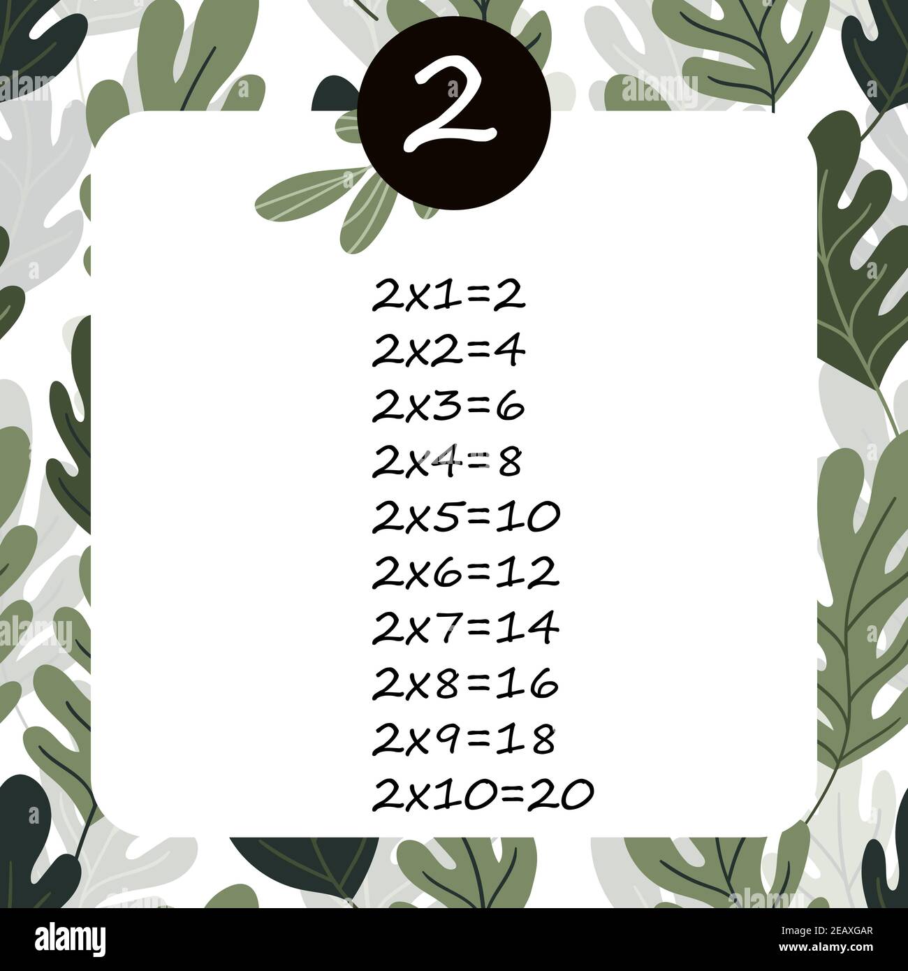 Multiplication Square. School vector illustration with green leaves ...