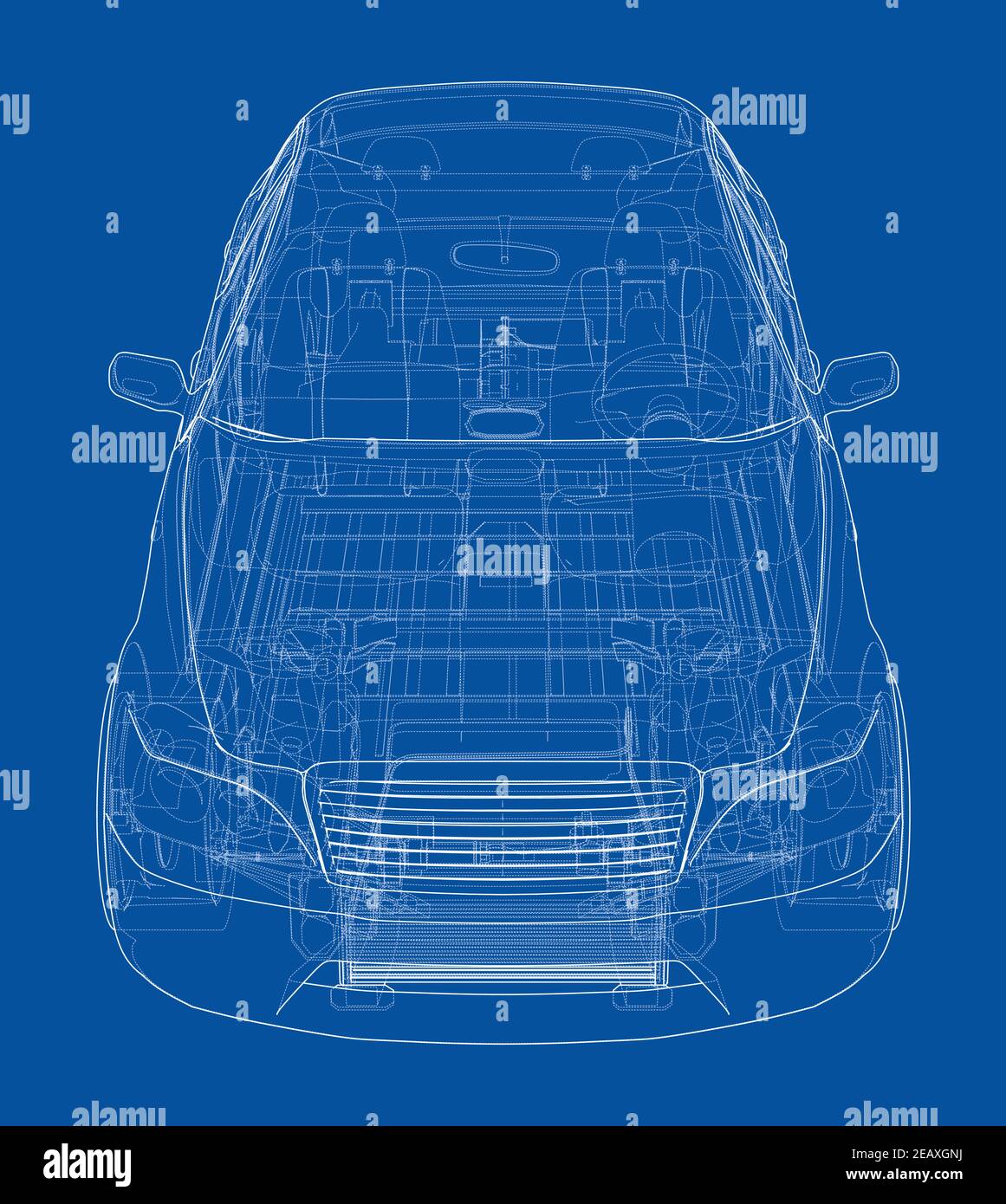 Electric Car With Chassis. Vector rendering of 3d Stock Vector Image ...