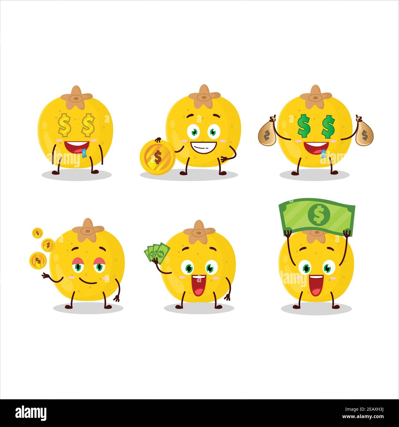 Nance fruit cartoon character with cute emoticon bring money. Vector ...