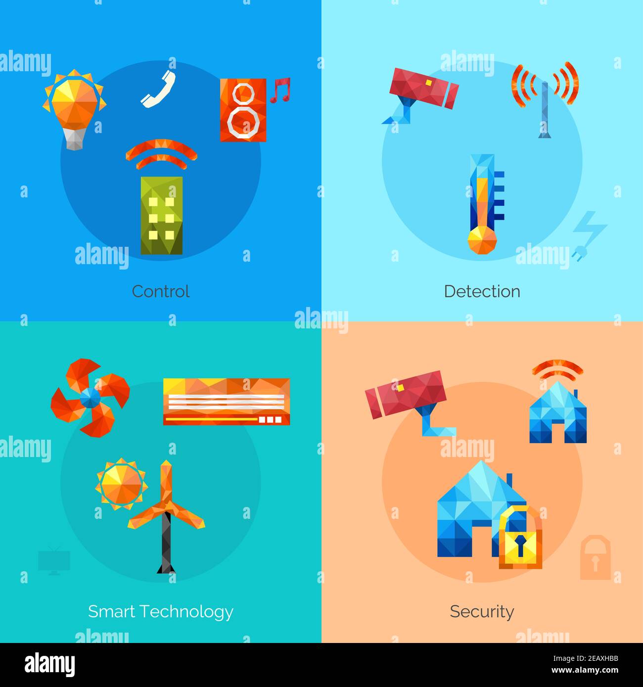 Smart house design concept set with control detection security ...