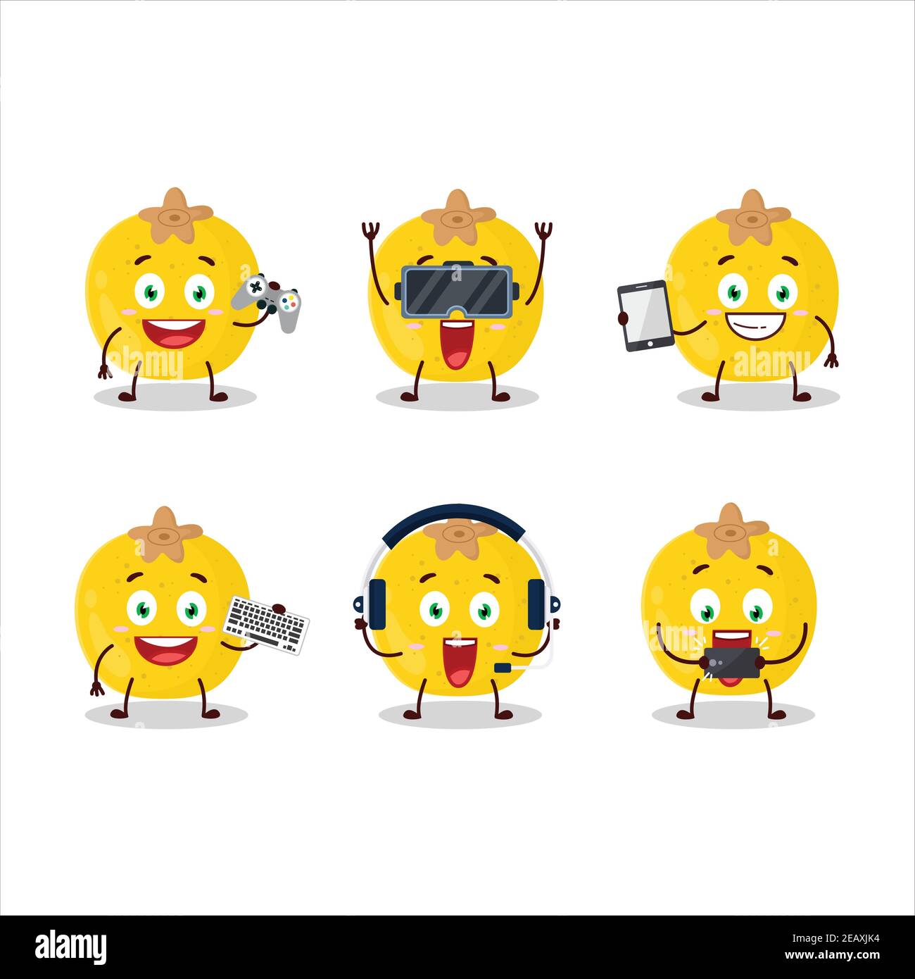 Nance fruit cartoon character are playing games with various cute ...