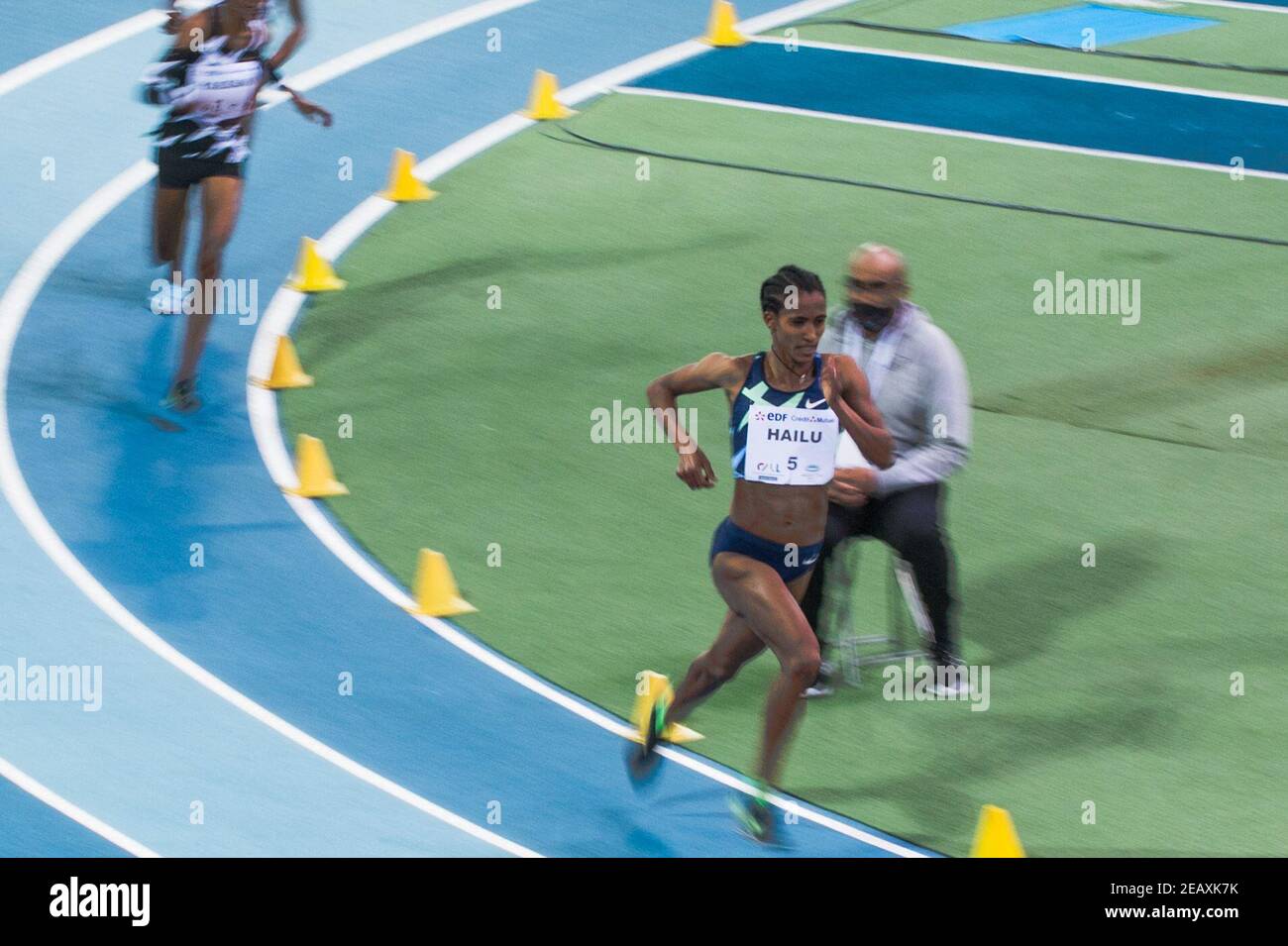 Ethiopian Lemlem Hailu competes during the 3000m women as part of the ...