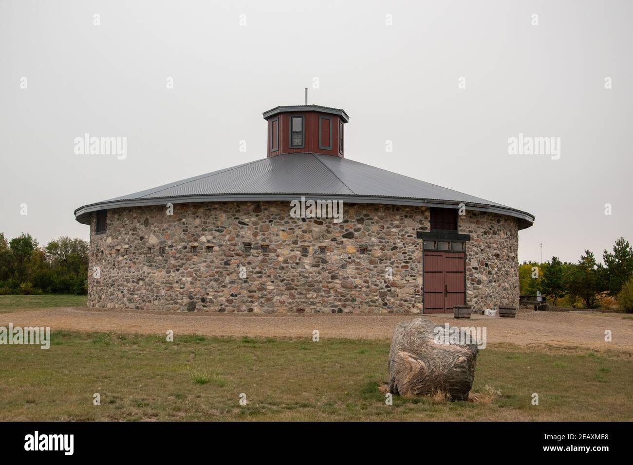 Reconstructed Bell Barn, North of Indian Head, Saskatchewan Stock Photo ...