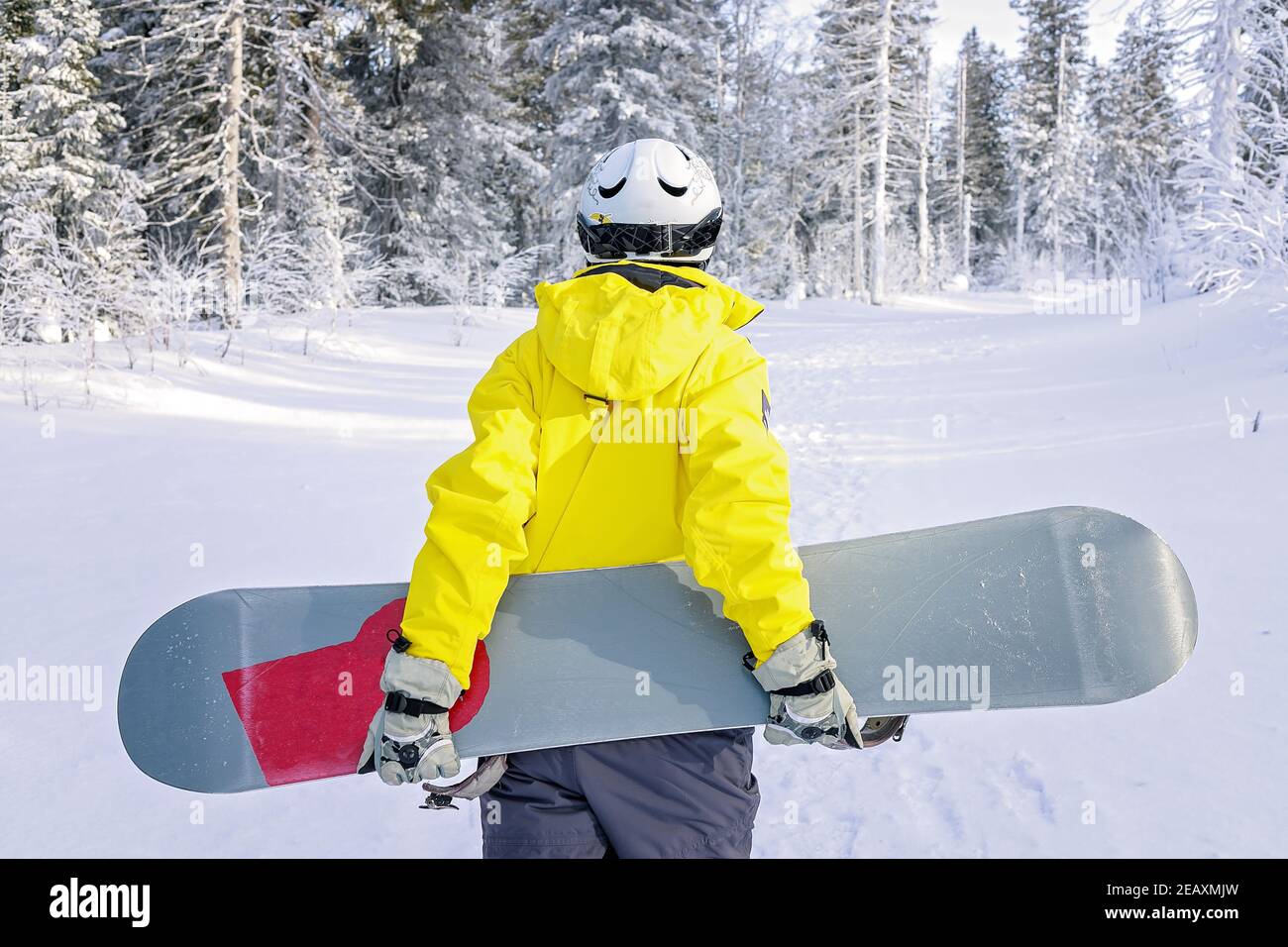 Back view snowboarder girl hi-res stock photography and images - Alamy