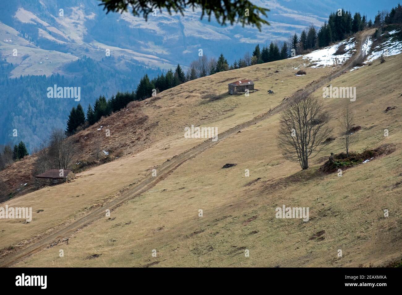 pastoral area and traditional huts autumn season in trabzon Stock Photo ...