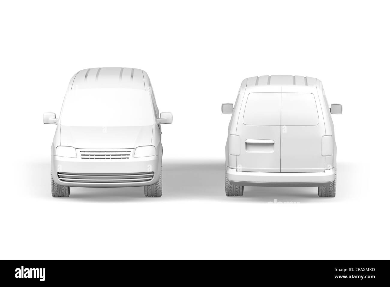Van mockup on white background - Front and back view - 3D render Stock ...