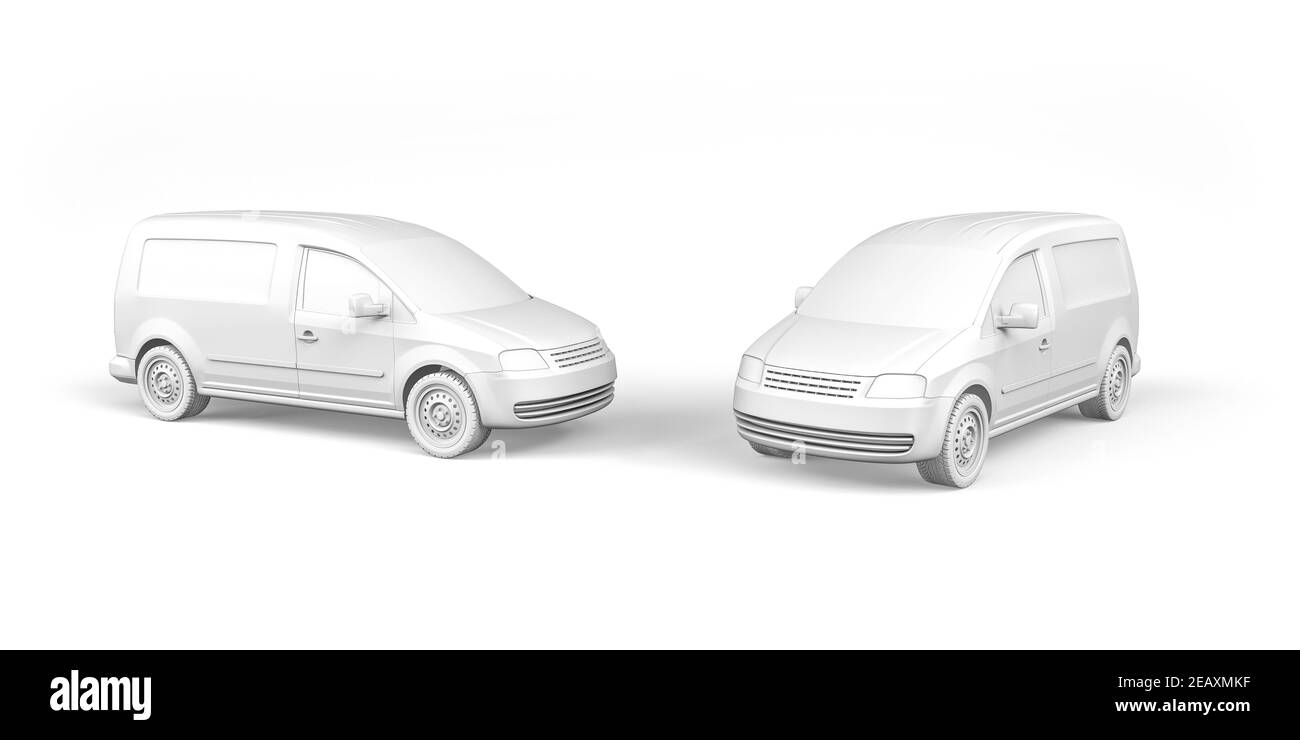 Van mockup on white background - Front view - 3D render Stock Photo - Alamy