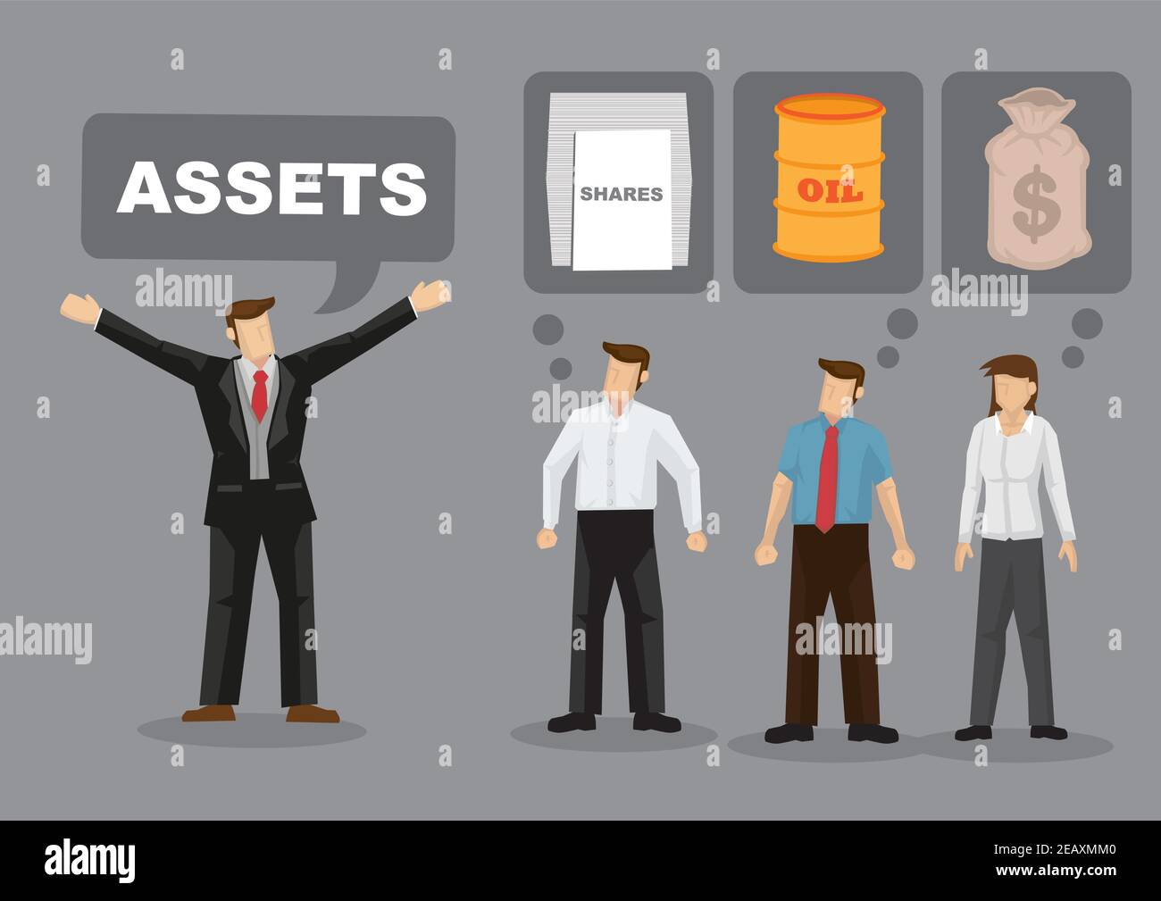 Different people have different ideas on financial assets. Cartoon ...