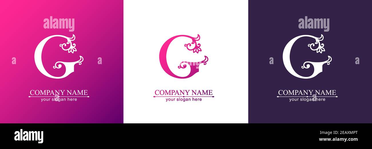 Letter G logo template. Monnogram, delicate floral design. Personal ...