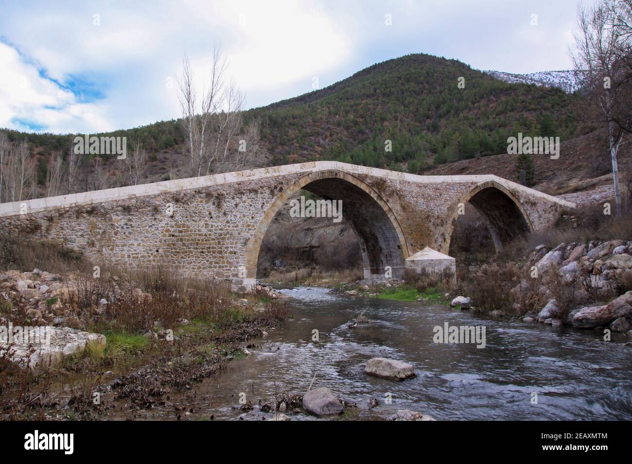 old stone bridges made of processed stone in Erzurum Turkey Stock Photo ...