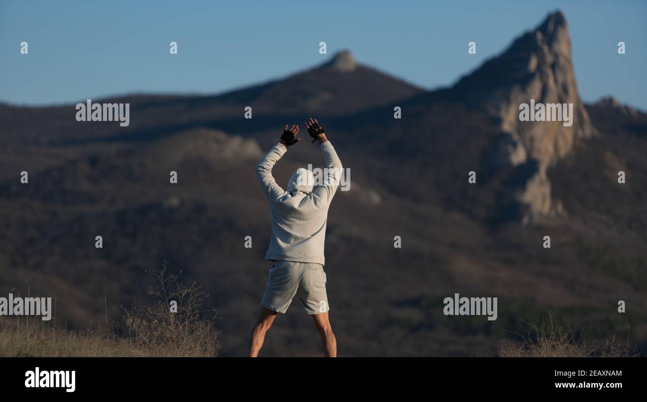 Performing cardiac exercises to keep yourself in good shape Stock Photo ...