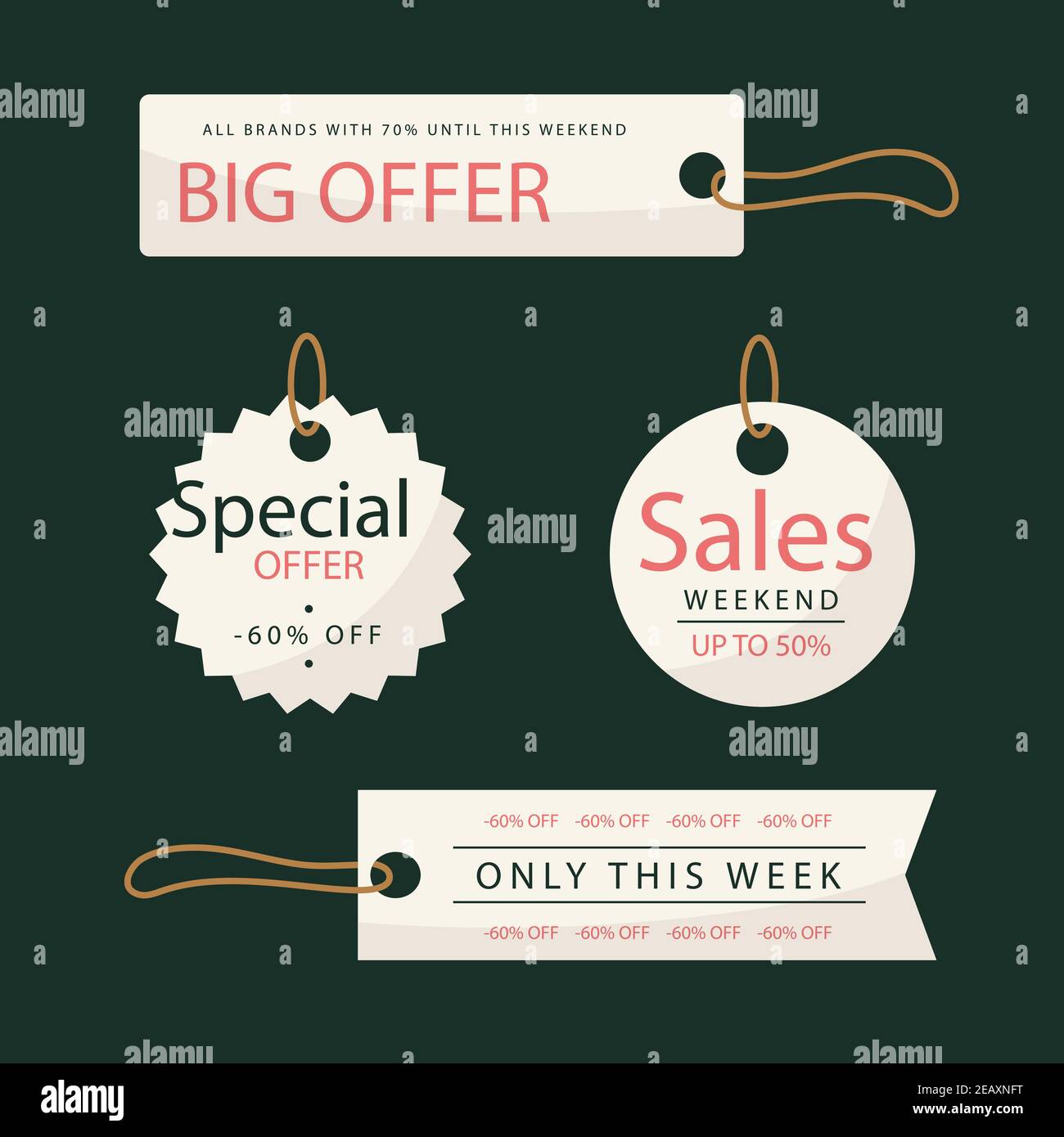 Pack of flat sales tags Vector illustration Stock Vector Image & Art ...