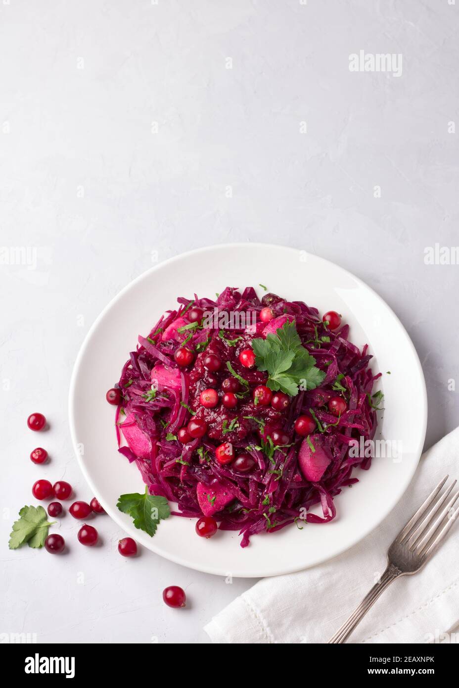Stewed red cabbage with apples, cranberry sauce, cranberries, spices ...