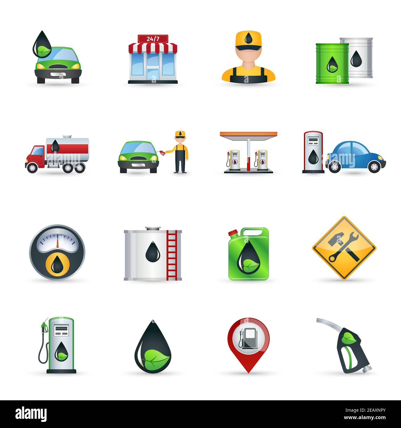 Gas benzine and petrol station icons set isolated vector illustration ...