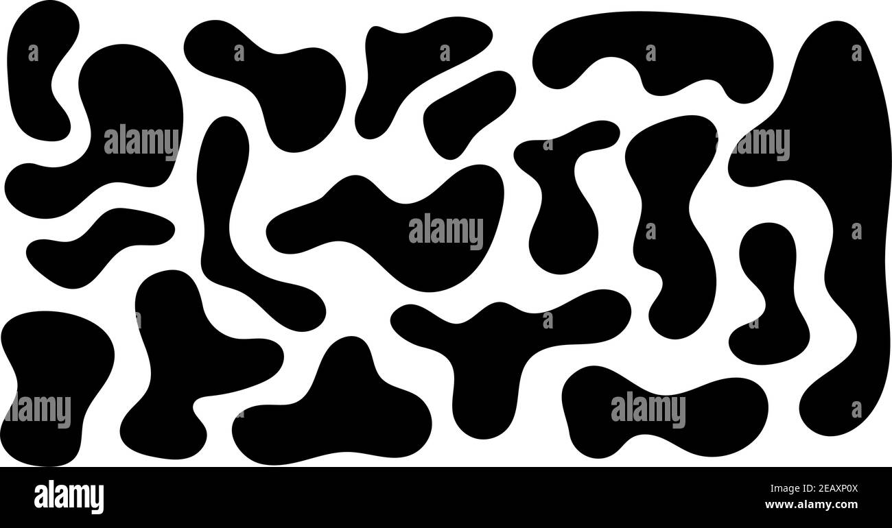 Irregular blob, set of abstract organic shapes. Abstract irregular random blobs. Simple liquid ...