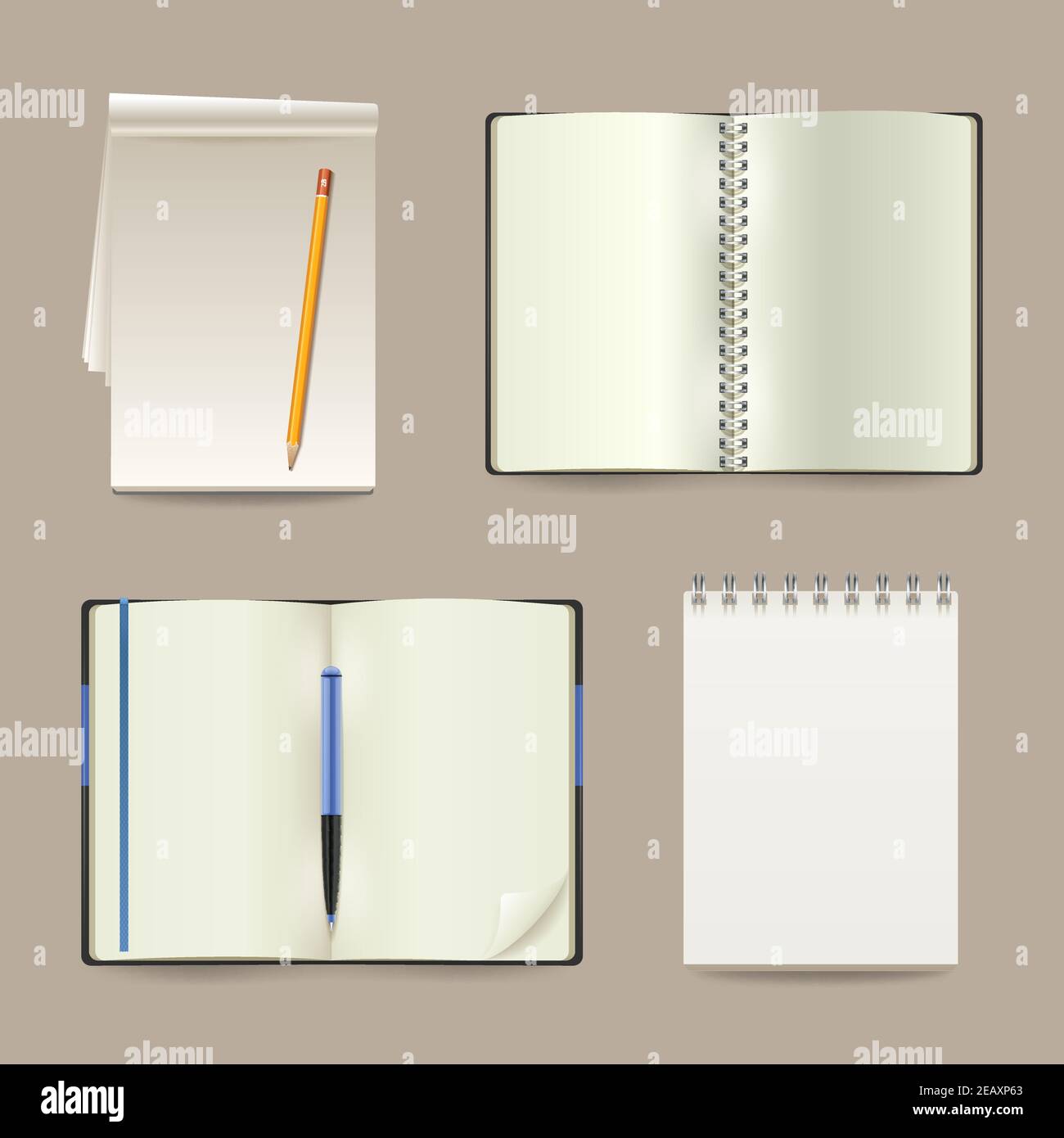 Spiral blank white notebooks Stock Vector Images - Alamy