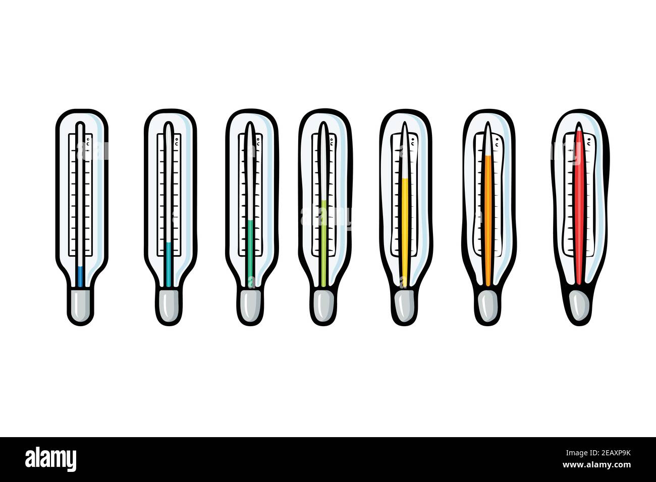 Vector icon of thermometers with different temperatures. Thermometers ...