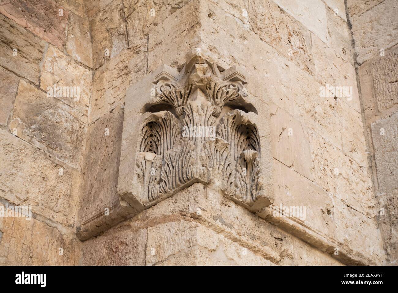 Floral and geometric motif carved in the wall at the entrance to Jaffa ...
