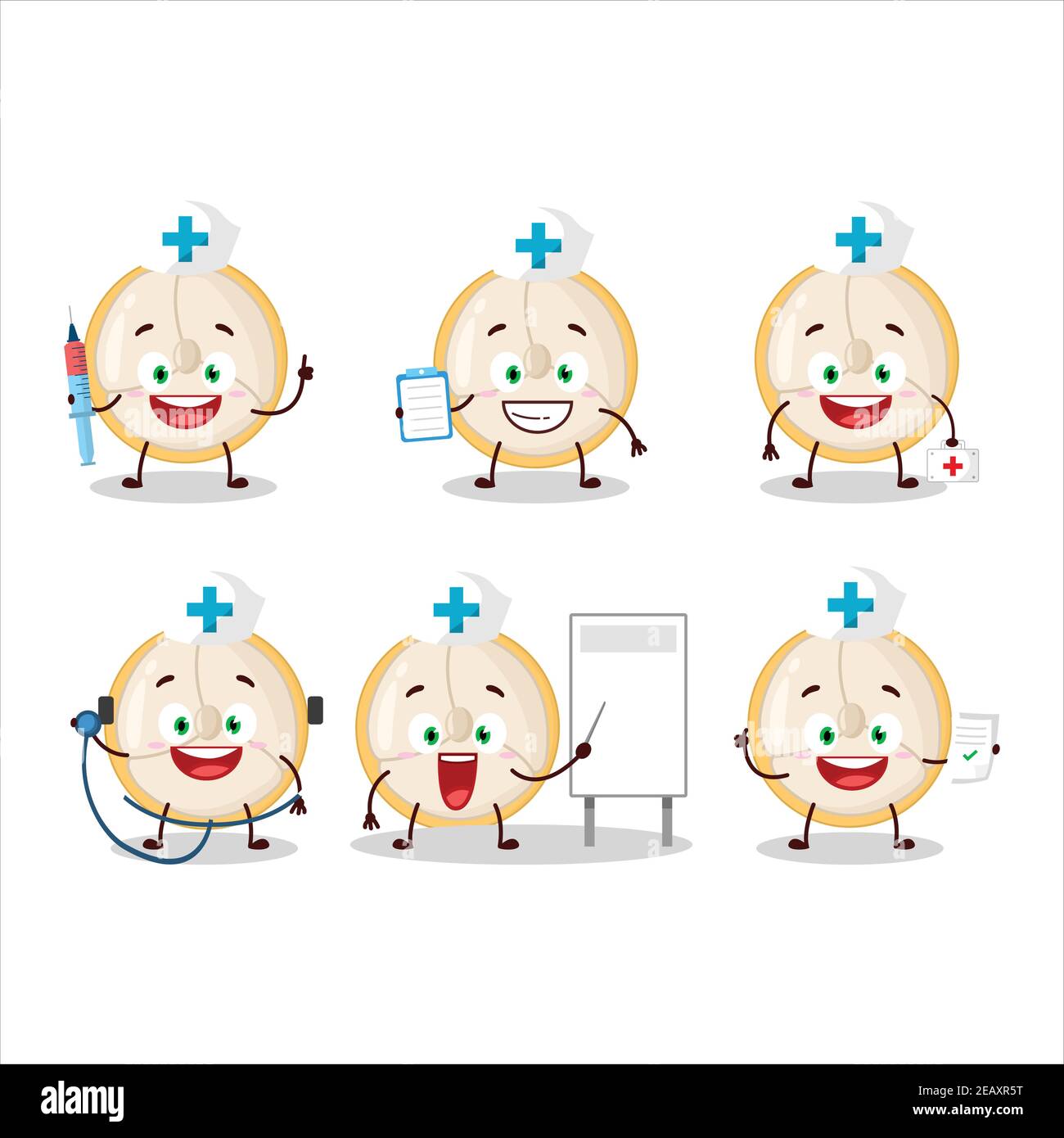 Doctor profession emoticon with slice of burmese grapes cartoon ...