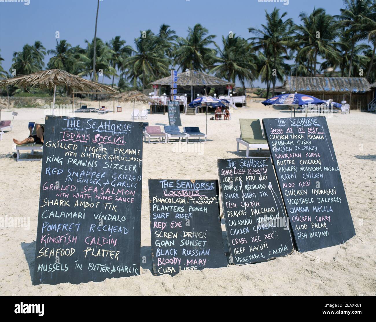 Asia,India, Goa, Colva Beach, Restaurant Blackboard Menus Stock Photo ...