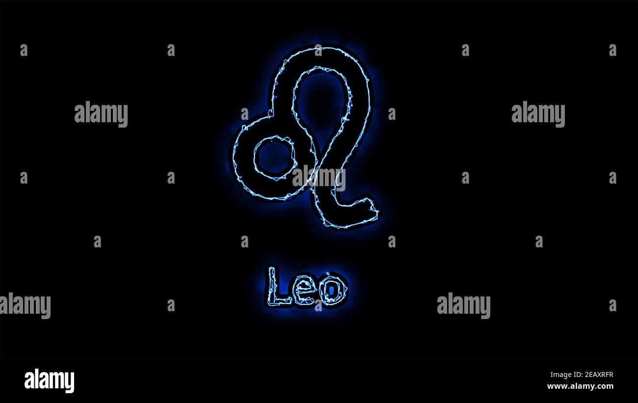 The Leo zodiac symbol, horoscope sign lighting effect green neon glow ...