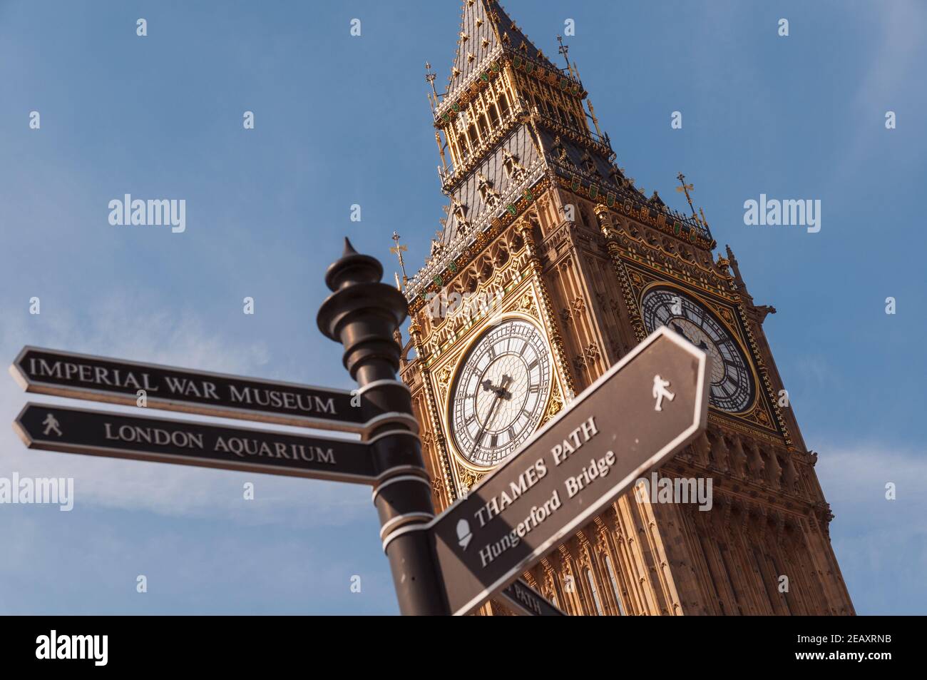 Big Ben tower and street sign, London , UK Stock Photo - Alamy