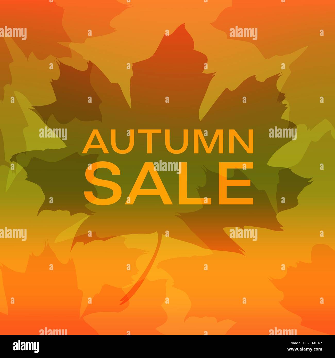 Autumn sale banner with maple leaves. Square template background ...