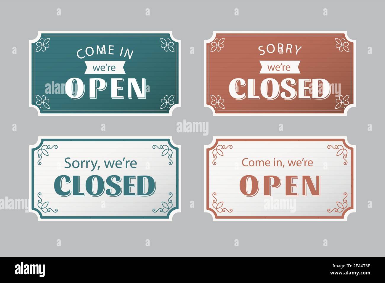 Vintage open and closed signboard collection Vector illustration Stock Vector Image & Art - Alamy