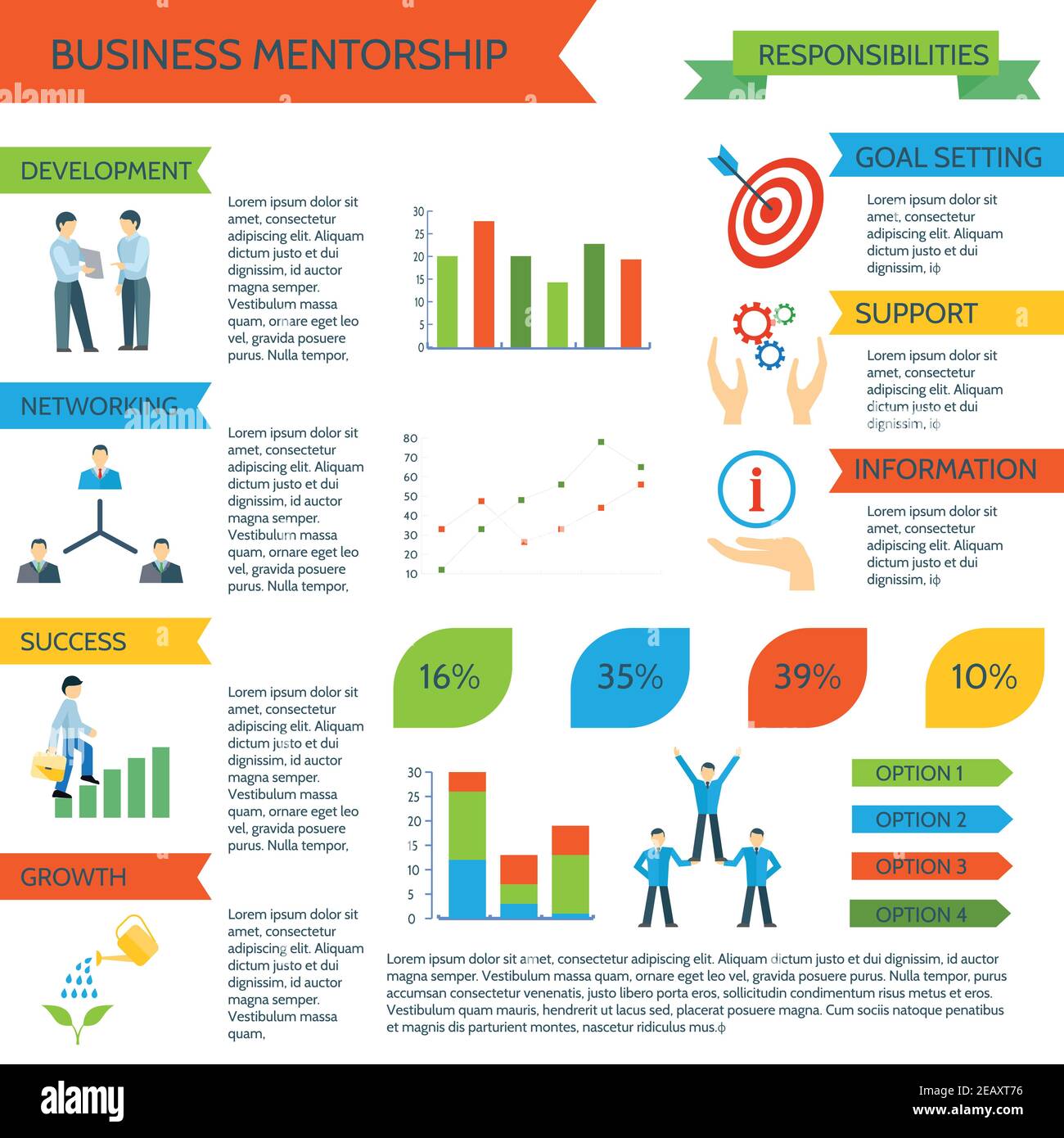 Mentoring infographics set with personal sports and business motivate ...