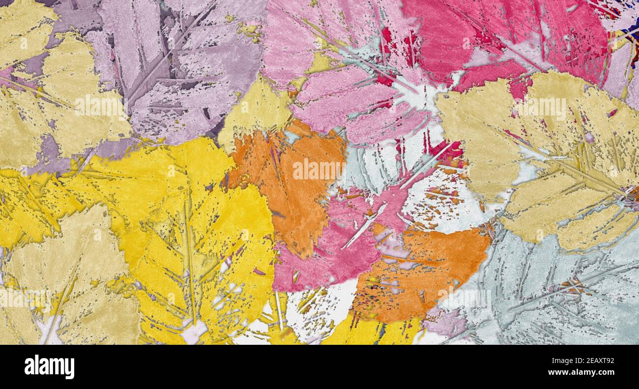 Strokes and stains of colored paint with brushes of different sizes and ...