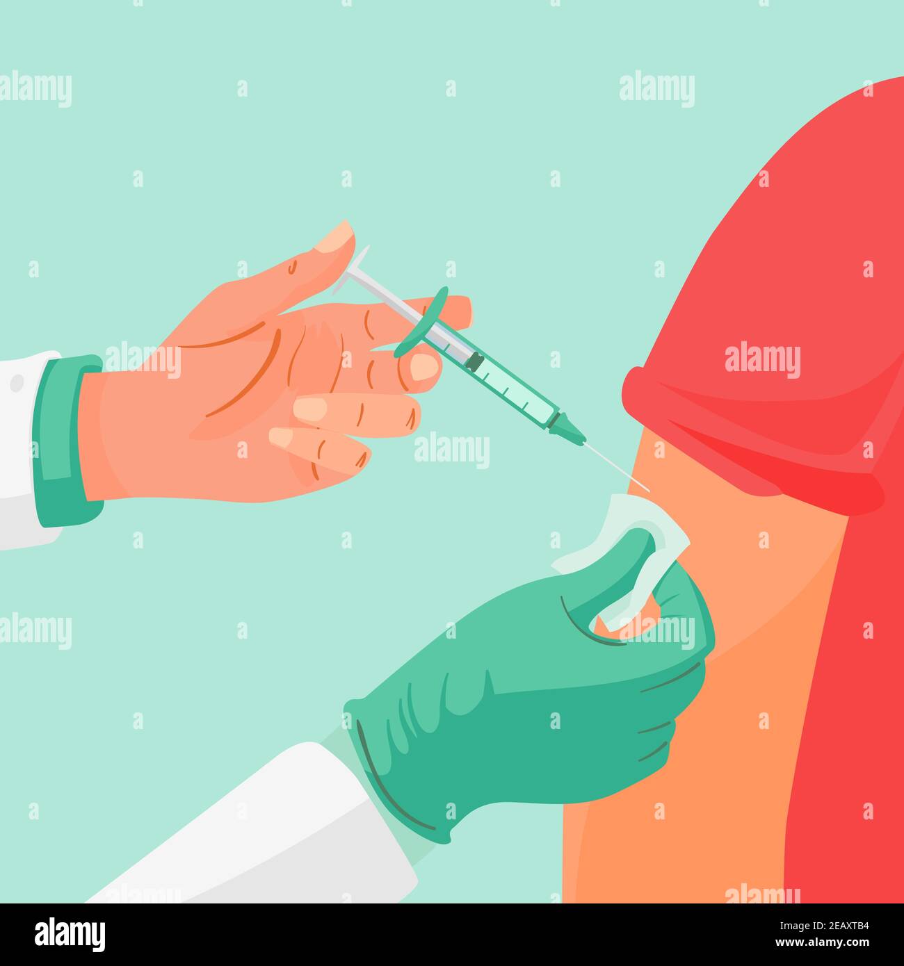 Doctor injecting vaccine to a patient illustrated Vector illustration ...