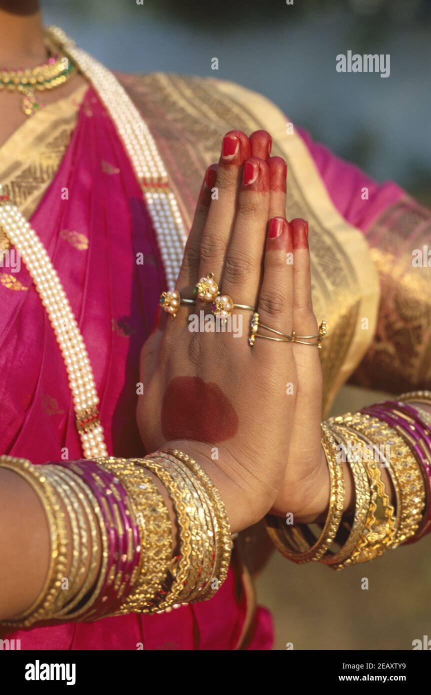 Asia,India,Goa, Hand Detail of Traditional Indian Namaste Greeting Pose ...