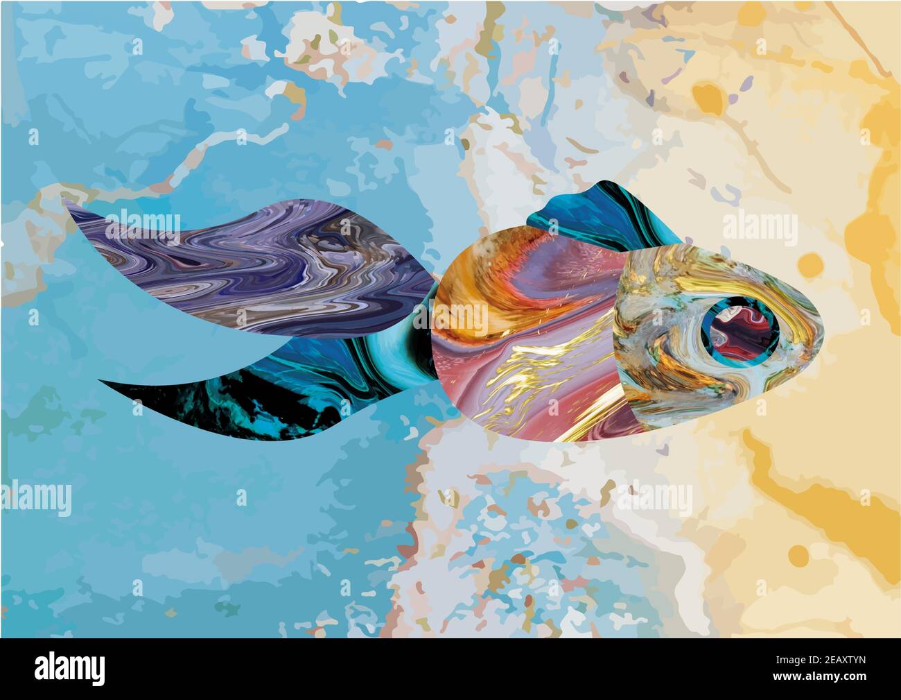 single isolated abstract art fish. stock vector illustration. cartoon ...