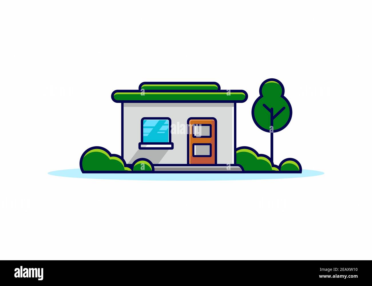 Simple store building with trees and green grass design Stock Vector ...