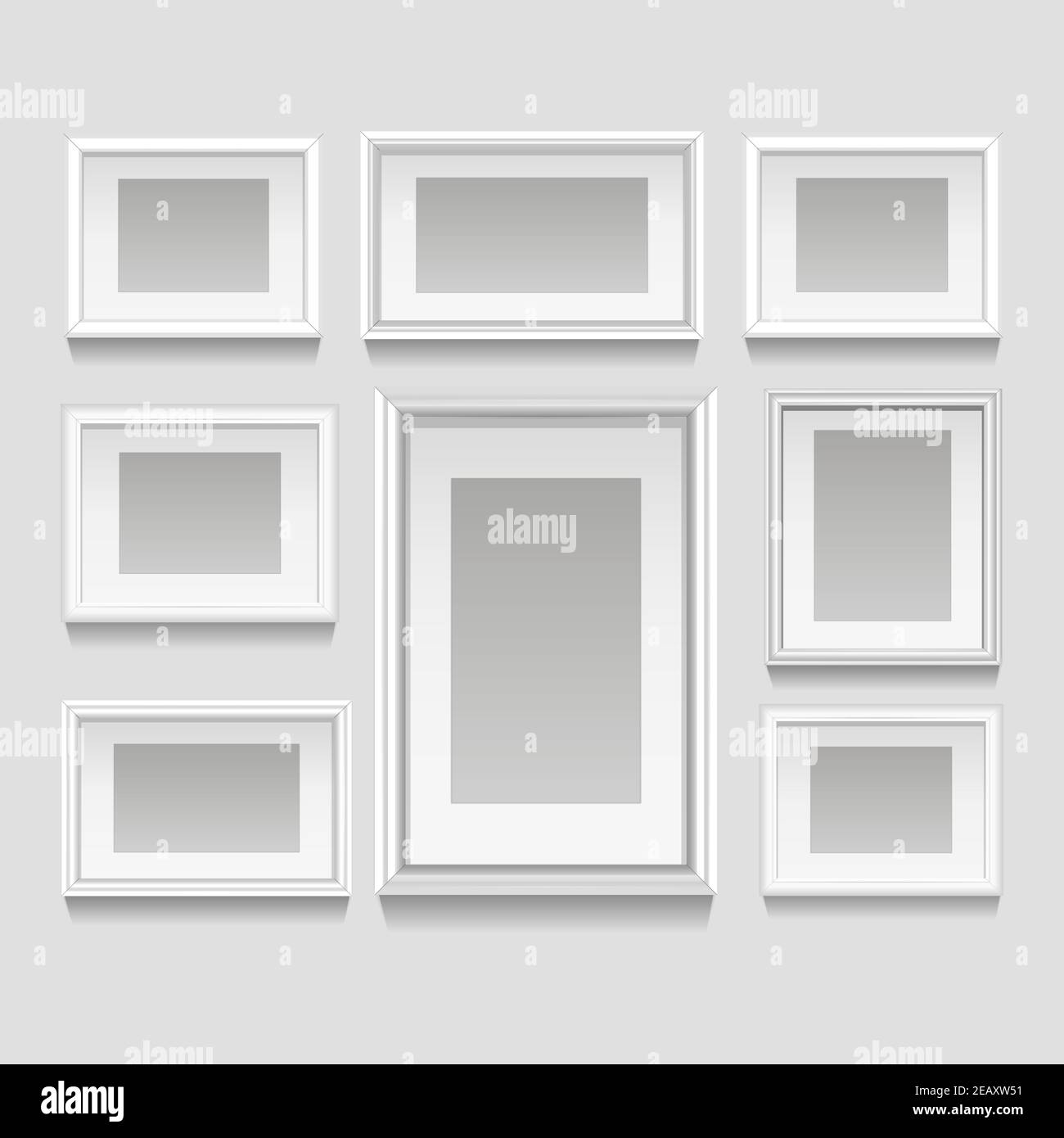 White empty realistic art picture frames set isolated vector ...