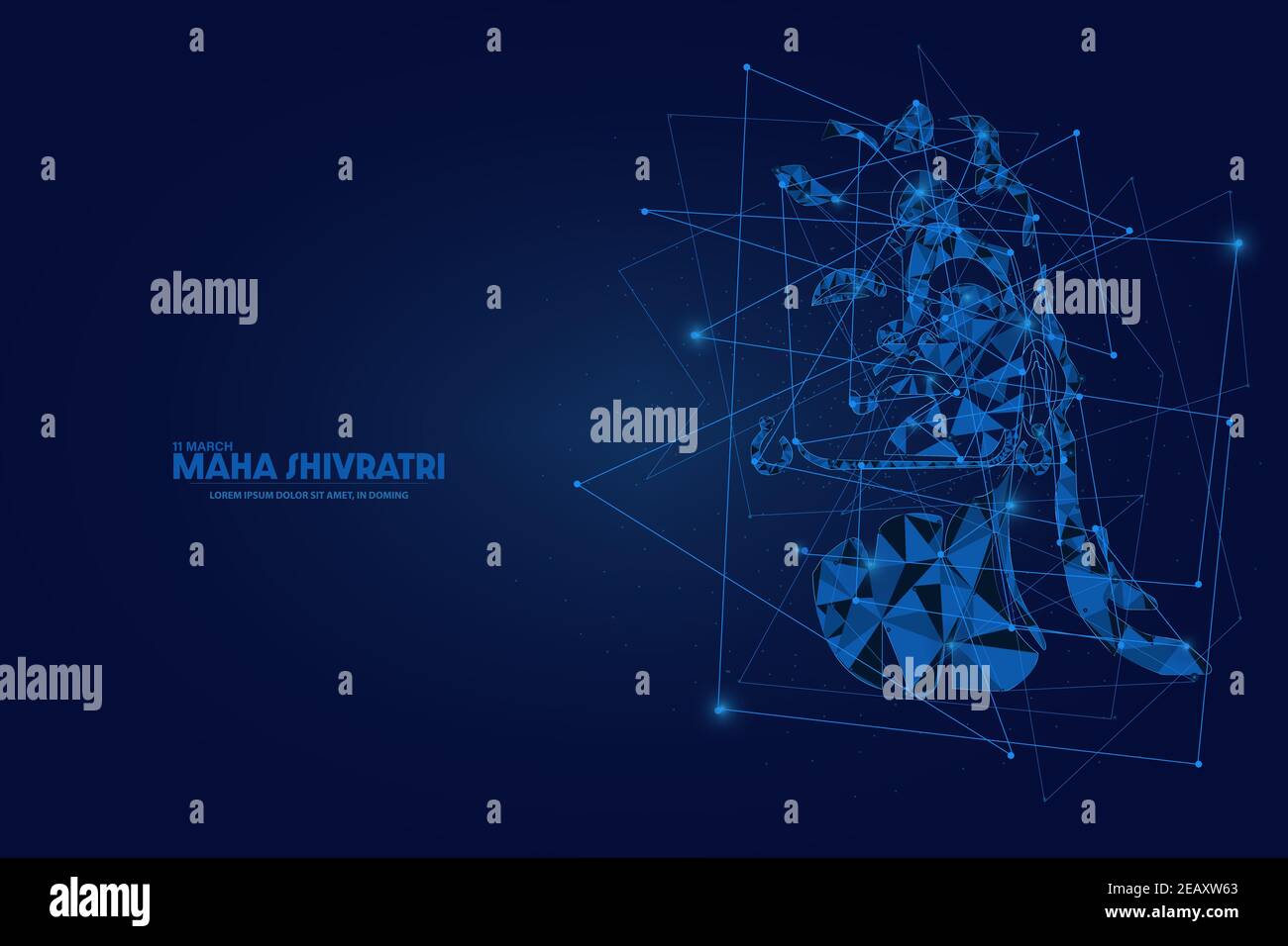 Happy Maha Shivaratri background. Low poly wire frame Happy Maha ...