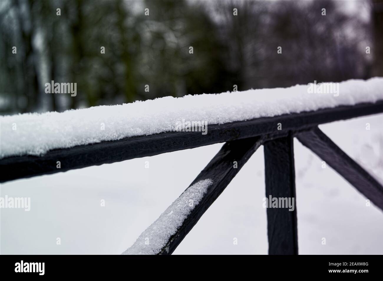 Abstract photo of iron struts covered with soft fresh snow Stock Photo ...
