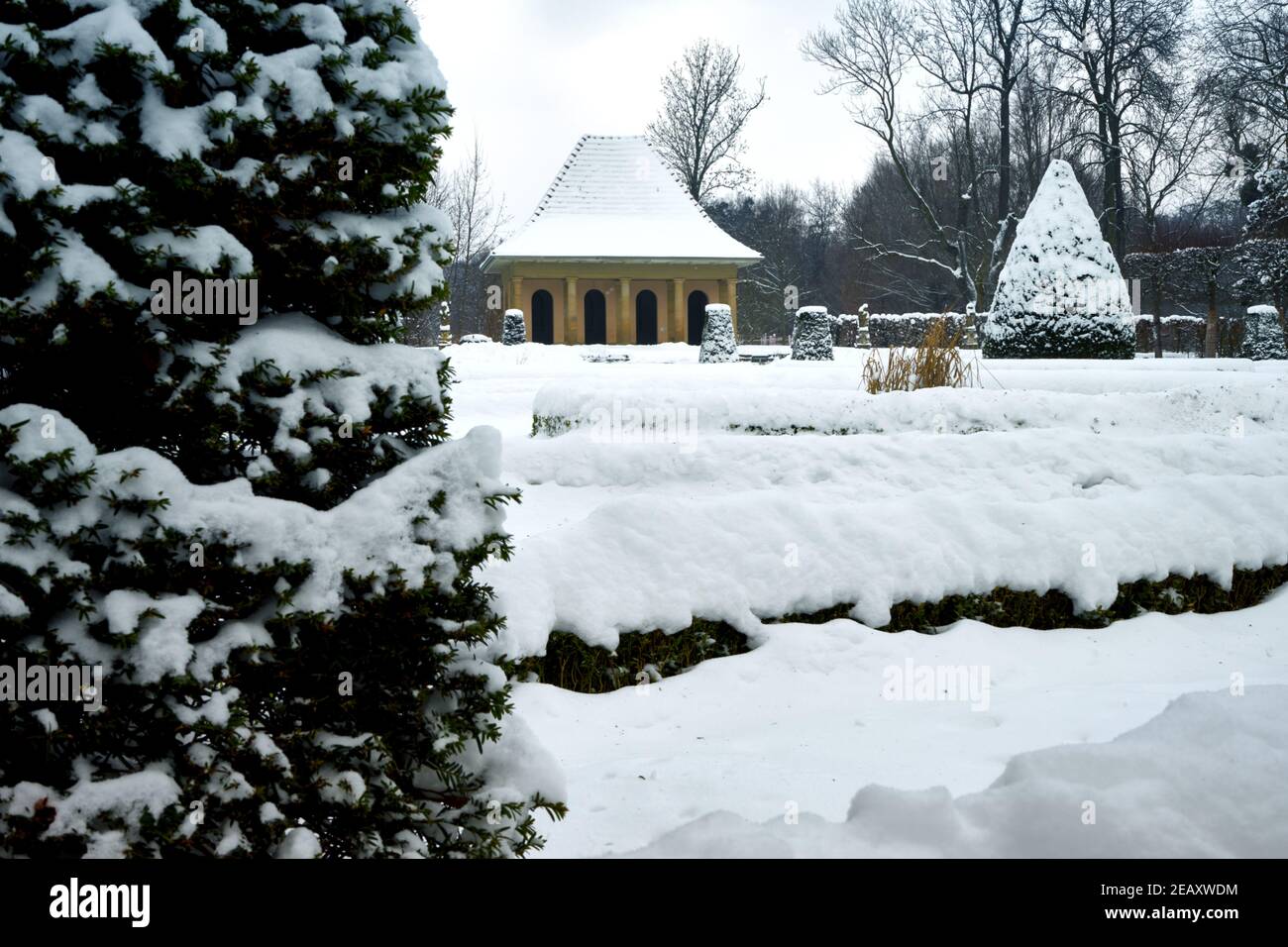 Baroque garden in winter after heavy snowfall Stock Photo - Alamy