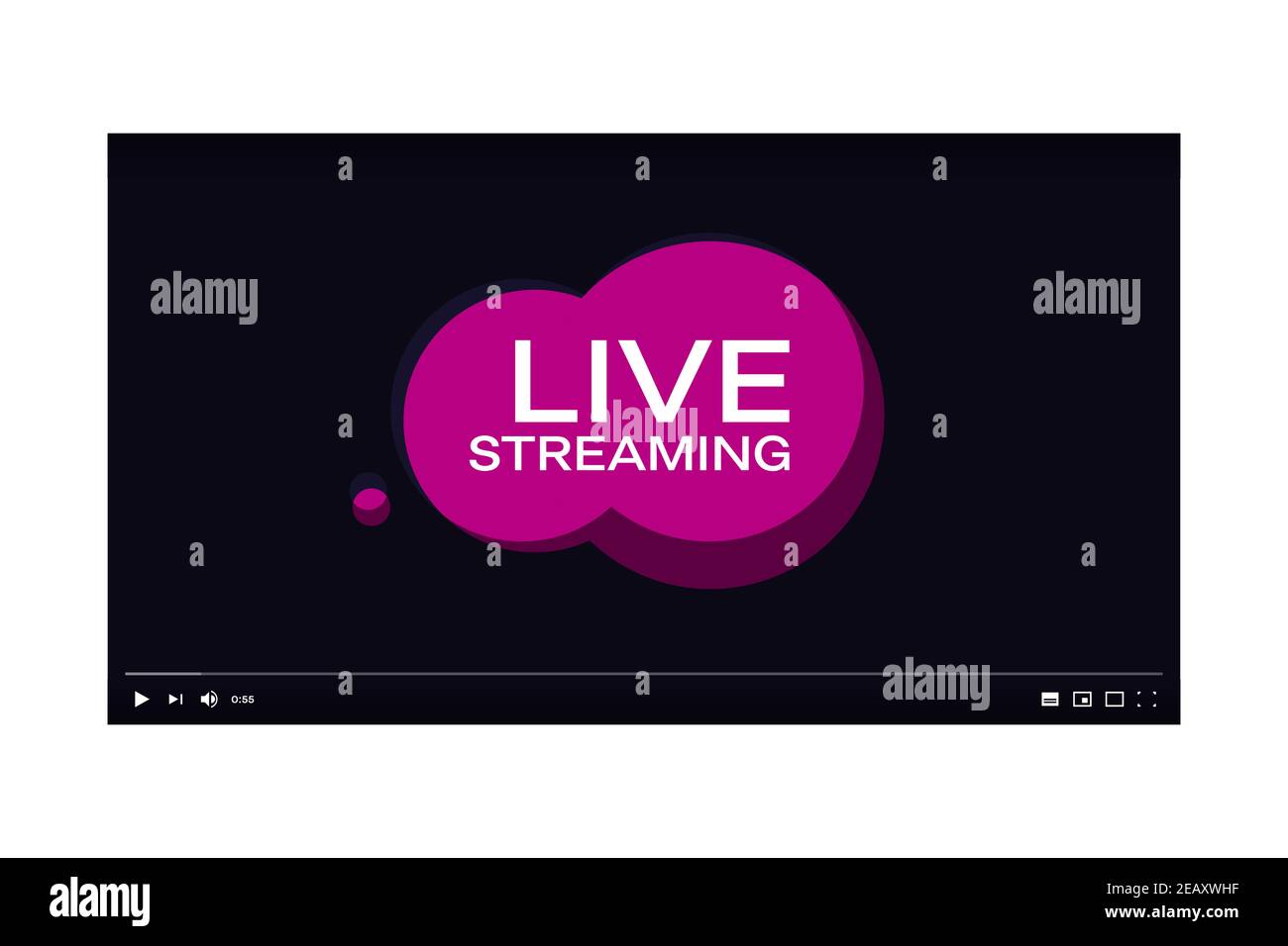 Template video player frame with live stream icon. Vector illustration ...