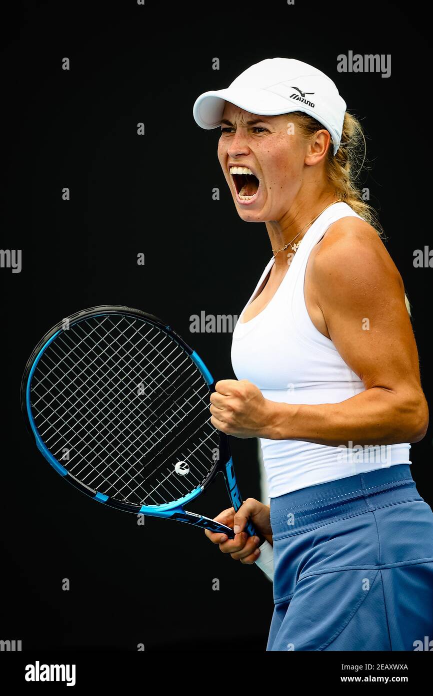 Yulia Putintseva (WTA 28) pictured in action during a tennis match ...