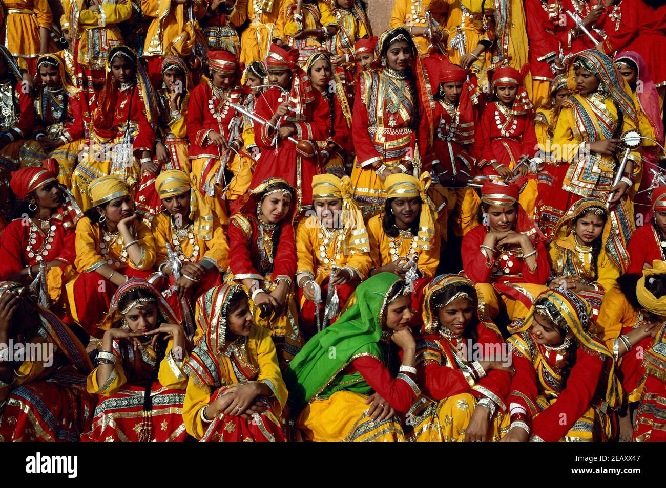 Asia,India,Delhi, Republic Day Parade,large crowd of People Dressed in ...
